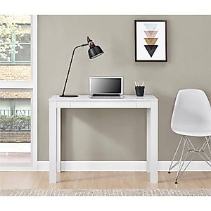 Mainstays Furniture New Parsons Desk with Drawer, Multiple Colors (White)