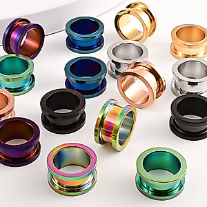 DOEARKO Set of 16 pcs 316 Stainless Steel Ear Plugs Large Gauges Stretching Screw Fit Tunnels Gauge 2g - 1 inch (12mm(1/2"), 8 pair)