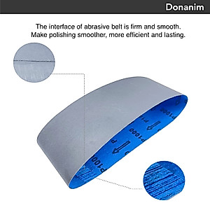 4 x 36 Inch Silicon Carbide Sanding Belt, Knife Sharpening Sanding Belts Assortment 600 800 and 1000 Grits Sander Belts, 6 Pack