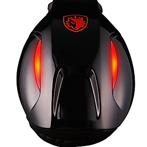 Sades SA902 7.1 Channel Virtual USB Surround Stereo Wired PC Gaming Headset Over Ear Headphones with Mic Revolution Volume Control Noise Canceling LED Light (Black/Red)