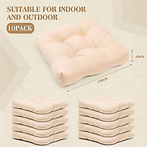 Thyle 10 Pcs Outdoor Cushions Tufted Seat Cushions, 19 x 19 Inches Water Resistant Square Patio Seat for Outdoor Patio Furniture(Cream Color)