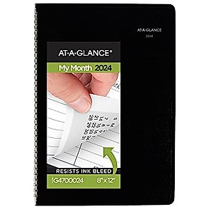 AT-A-GLANCE 2024 Monthly Planner, 8" x 12", Large, DayMinder, Black (G4700024)