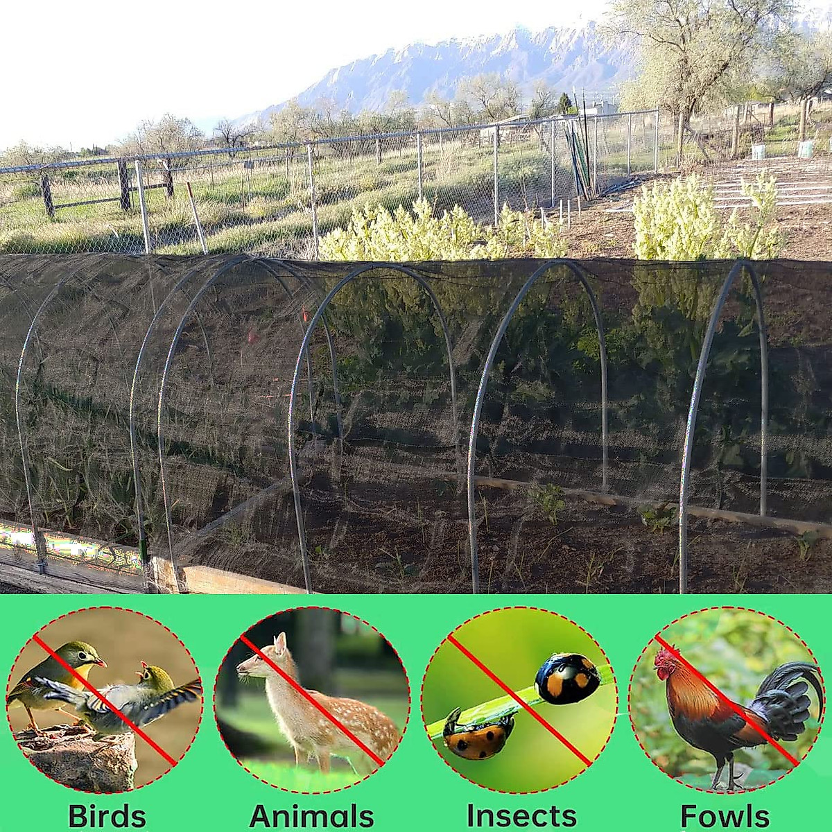 Mosquito Netting Garden Mesh Netting, 33x10Ft Bird Fine Patio Garden Screen Mesh Netting Barrier Hunting Blind Plant Protecting Net for Balcony Porch Protecting Your Skin Plants Vegetables DIY
