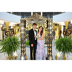 Beistle 4' x 5' 2.75" Cardboard Masquerade Ball Archway Photo Prop, Carnival Mardi Gras Prom Decorations