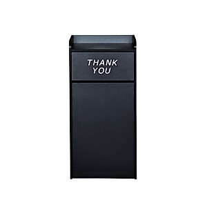 EMMA + OLIVER Sean Laminate Wood Tray-Top Trash Receptacle in Black