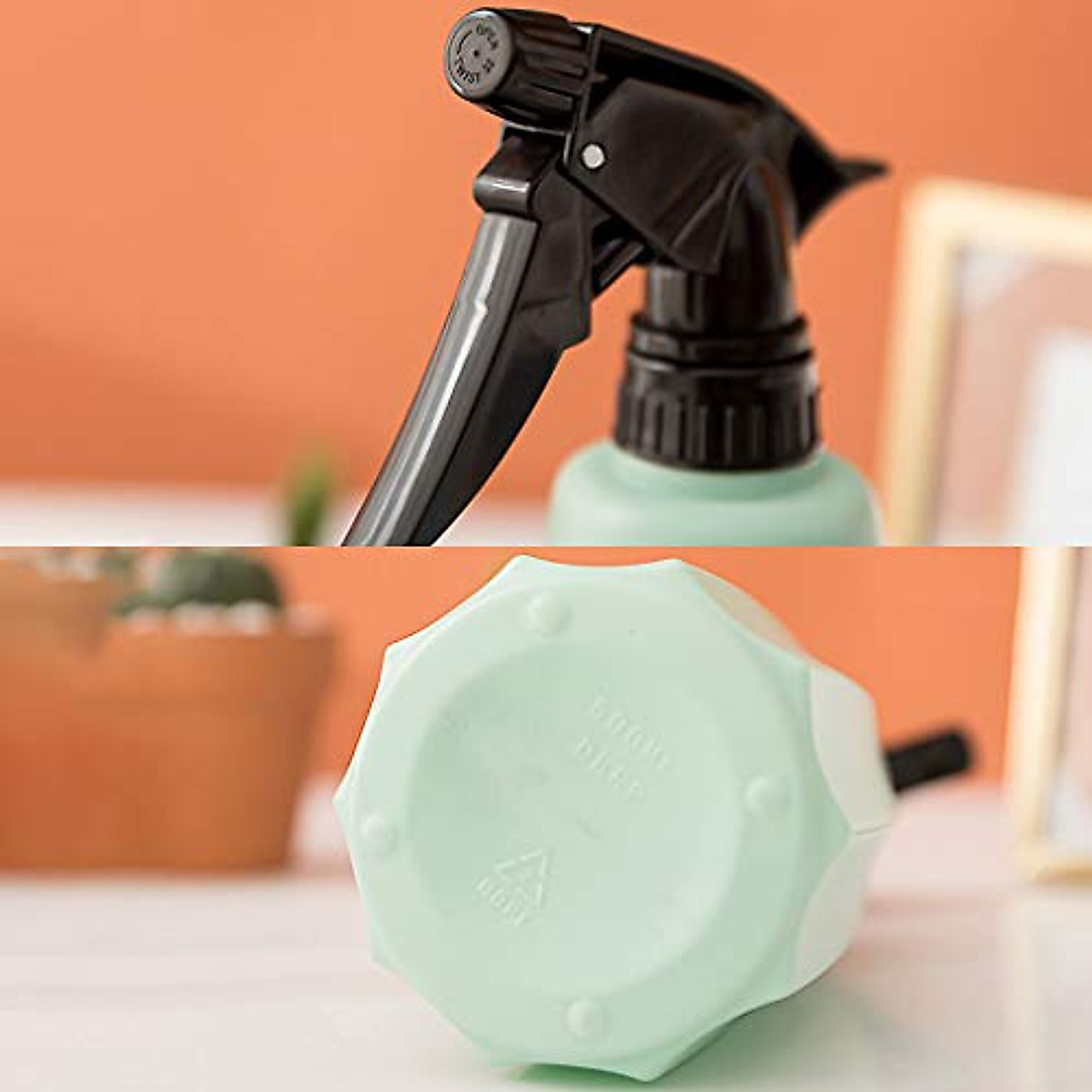 Adjustable Empty Spray Bottle Plastic Water Pot Handheld Pressing Garden Watering Can For Indoor Outdoor House Plants, Pet, Spray (Mint Green_500ml, One Size)