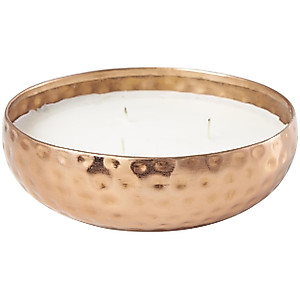 Deco 79 Metal Decorative Candle Tropical Breeze Scented Hammered 20 oz 3 Wick Aromatherapy Candle with White Wax, Wax Aromatherapy Candle 7" x 7" x 2", Copper