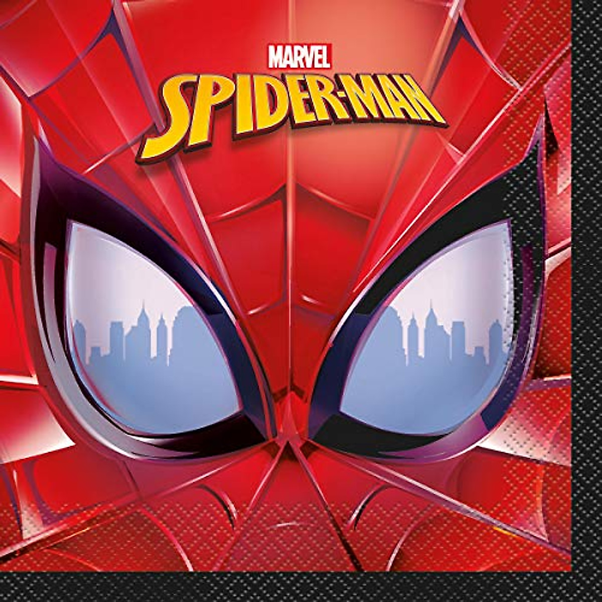 Unique Spiderman Birthday Party Supplies Bundle Pack includes Dessert Cake Paper Plates, Lunch Plates, Napkins, Table Cover, Paper Masks, Confetti (Bundle for 16)