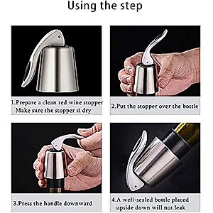 Wine Stoppers(2 PACK Bright)，Wine Bottle Stoppers Stainless Steel，Reusable Wine Saver，Wine Sealer Keeps Wine Fresh，Wine Bottle Plug With Silicone，Superior Leak-Proof，Best Gift