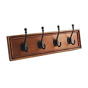 Hickory Hardware Cottage Collection Coat Rack/Hook Rail 4 Coat and Hat Hooks 20 Inch Long Medium Wood Grain with Vintage Bronze Finish