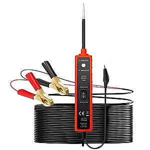 Power Circuit Probe Tester 6V-24V DC Test Light Short Circuit Tester Component Activation Electrical Tester Polarity Identify Continuity Tester with LED Light, Long Test Lead, Overload Protection