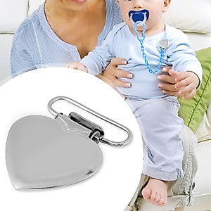 Pssopp Suspender Clips, 10Pcs Heart Suspender Clips Baby Teething Toys Silver Blankets Clips Heart Shaped Suspender Braces Clips Holder
