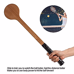 Wooden Tennis Spoon Sticking Practice Tennis Racket Accurately Tennis Pointer Improve Sweet Spot Trainer with Storage Bag for Sports Swing Practice Training Aid(60cm)