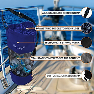 Deluxe Recycles Portable Mesh Trash Bag for Boat - Washable Leakproof Outdoor Garbage Bags for Boat, Kayak or Camper – Lightweight & Large Capacity Bin Bag (Blue)