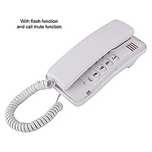 Landline Telephone Home Phone Wall Mount Telephone Cord Telephone, with FlashCall Mute Function, for Home Hotel Family Office (White)