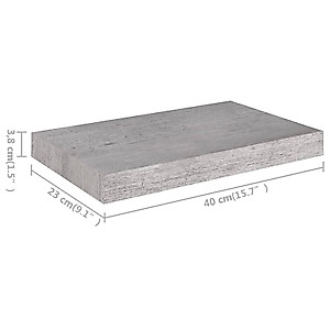 Tidyard 2 Piece Floating Shelves MDF Wall Mounted Shelf Photo Display Stand Storage Rack Concrete Gray for Living Room, Bedroom, Bathroom, Home, Office Decor 15.7 x 9.1 x 1.5 Inches (L x W x H)