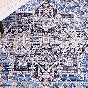 SAFAVIEH Tucson Collection Runner Rug - 2'6" x 12', Blue & Charcoal, Persian Design, Non-Shedding Machine Washable & Slip Resistant Ideal for High Traffic Areas in Living Room, Bedroom (TSN137M)