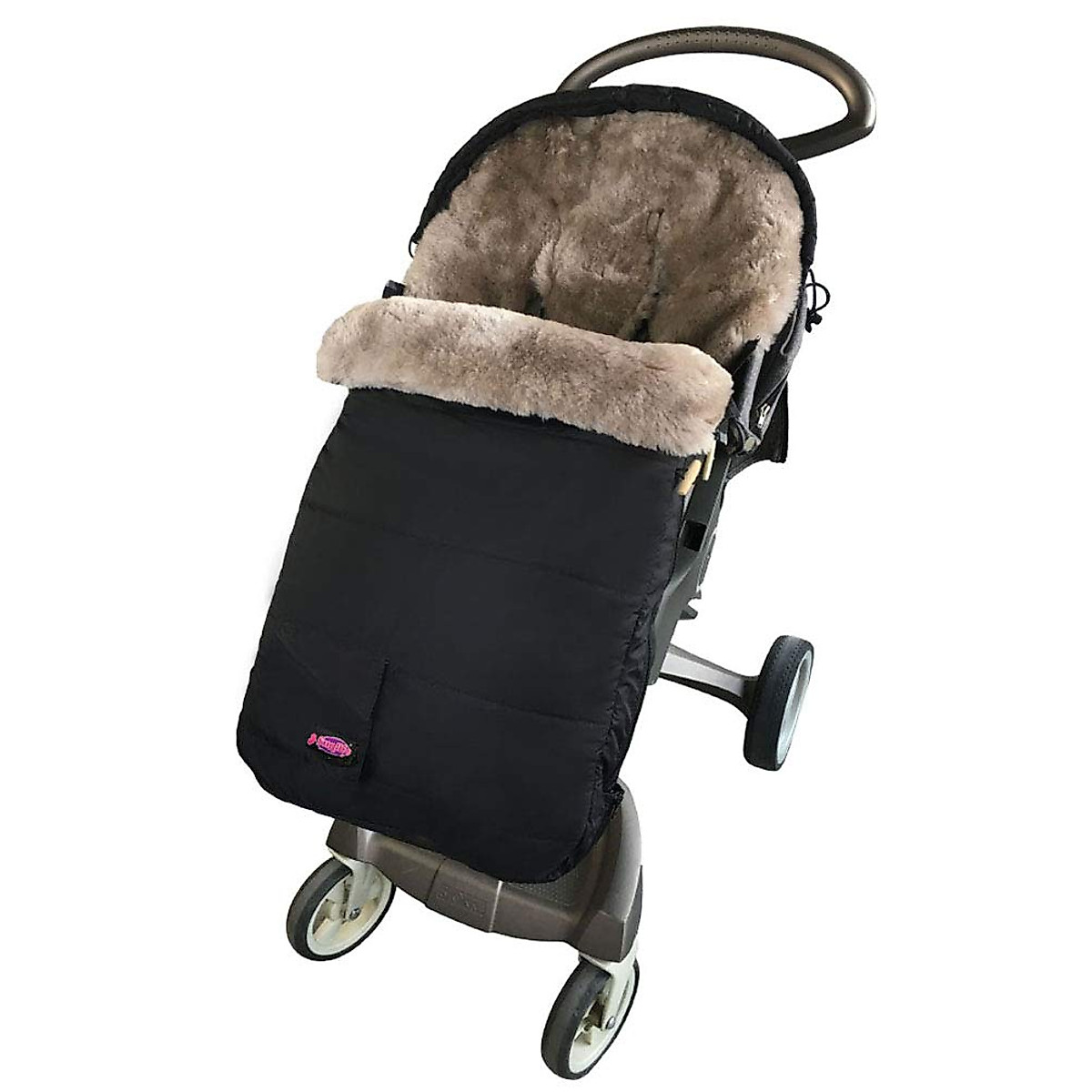 3 in 1 Australia Sheepskin Footmuff for All Stroller,Weather Resistant,Height and Temperature Adjustable Stroller Bunting Bag,High Performance Lambskin Bunting Bag for Travel Gear