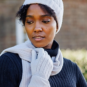 Fishers Finery Women's 100% Pure Cashmere Gloves, Cable with Extended Cuff Black