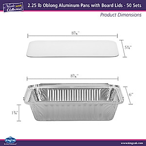 Aluminum Pans With Lids - 50 Count - 2.25LB (8.5"x6") Oblong Pans - To Go Containers With Lids - Disposable Tin Foil Pans - Perfect For Catering, Meal Prep, Baking, Freezer Safe