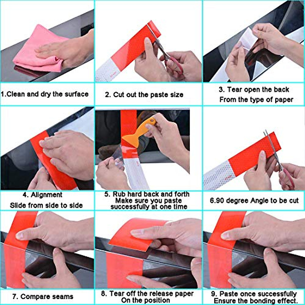 WONDER POINT 2" X 164FT DOT-C2 Reflective Tape -6" Red x 6" White Waterproof Reflector Conspicuity Tape - Safety Sticker Strips for Trailers, Cars, Trucks, Warning Tape Automative Accessories