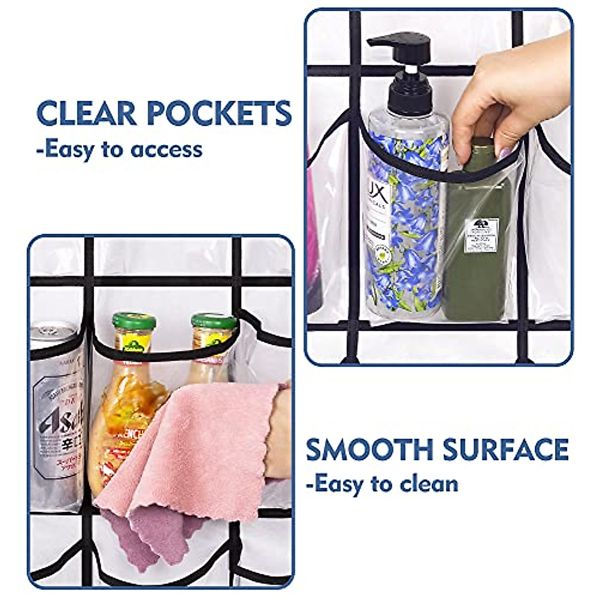 KEETDY 28 Large Clear Over The Door Shoe Rack and 5-Shelf Over the Door Organizer Hanging Door Storage for Closet