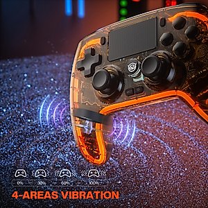 NYXI Wireless Controller for PS4, Hall Effect Joysticks Triggers, Transparent Controller with Breathing RGB Light, Programmable Buttons, 3.5mm Audio Jack Compatible with PS4/PC/iOS/Android