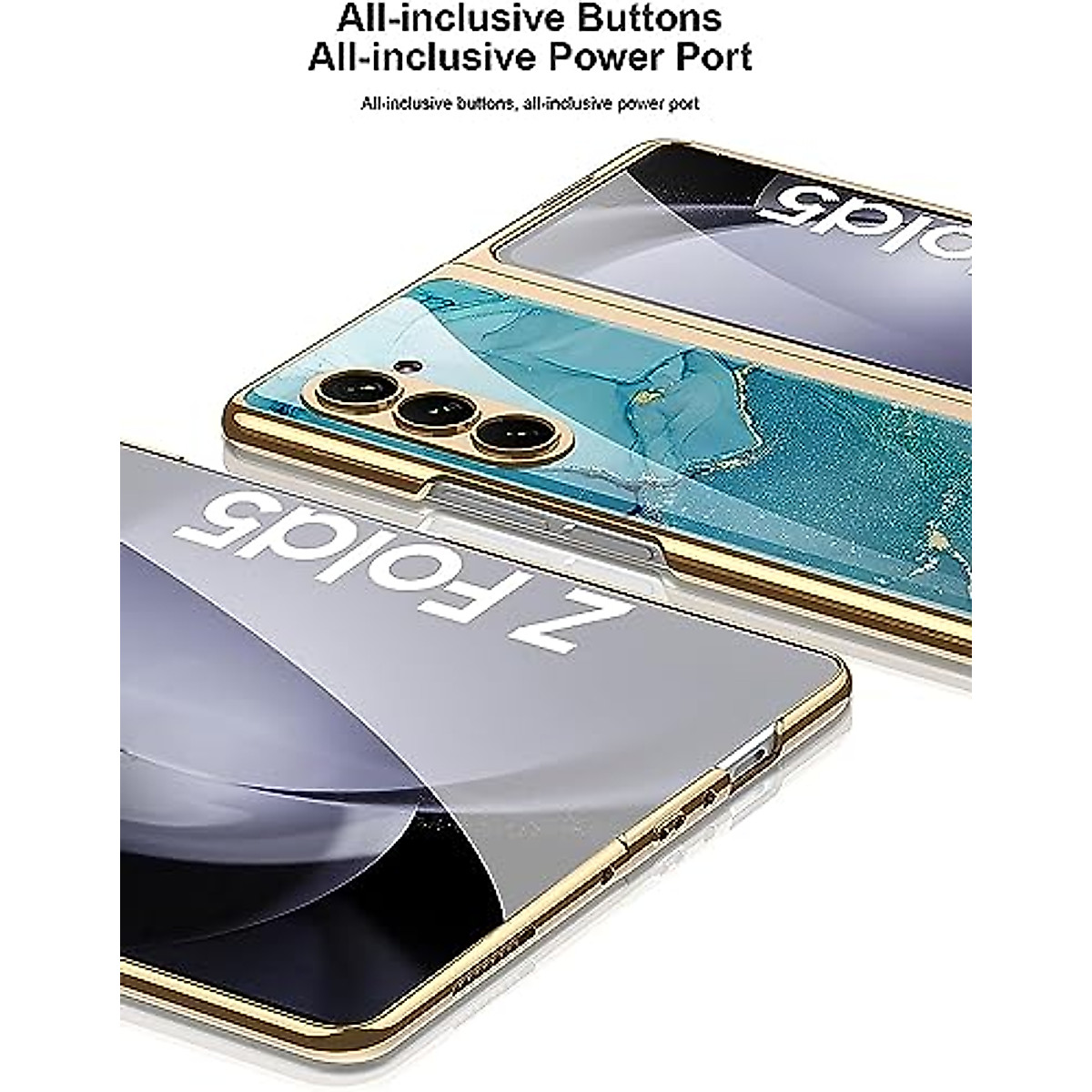 TECHY Galaxy Z Fold 5 Case - Ultra-Thin Electroplated Frame with Stylish and Elegant Patterned Glass, Designed for Samsung Galaxy Z Fold 5 Protection, Purple Pink