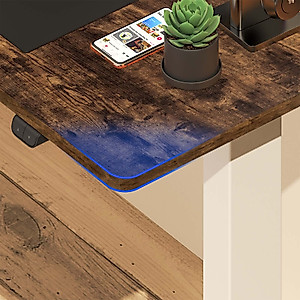 FLEXISPOT Electric Standing Desk Height Adjustable Desk, 48 x 30 Inches Sit Stand Desk Home Office Workstation Stand up Desk (White Frame + 48 in Rustic Brown Top, 2 Packages)