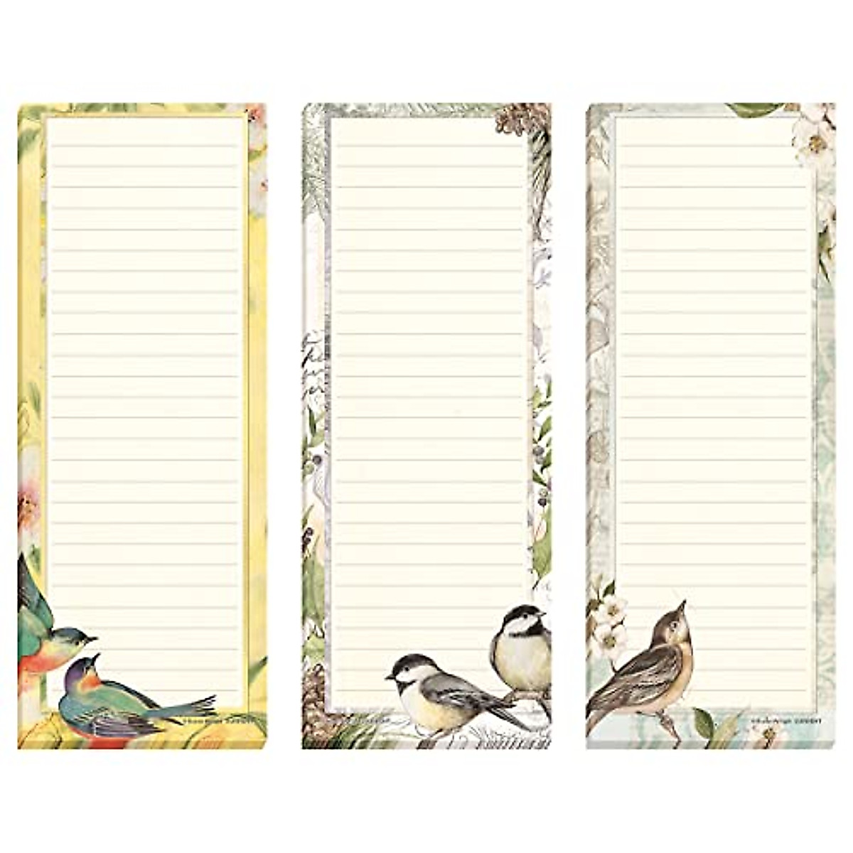 Current Seasonal Birds Magnetic Notepad Set – Set of 12 Mini Memo Pads, 12 Designs, 30-Sheet Pads, 2½ x 6½ Inches, Shopping List, To-Do Notes, Printed in The USA