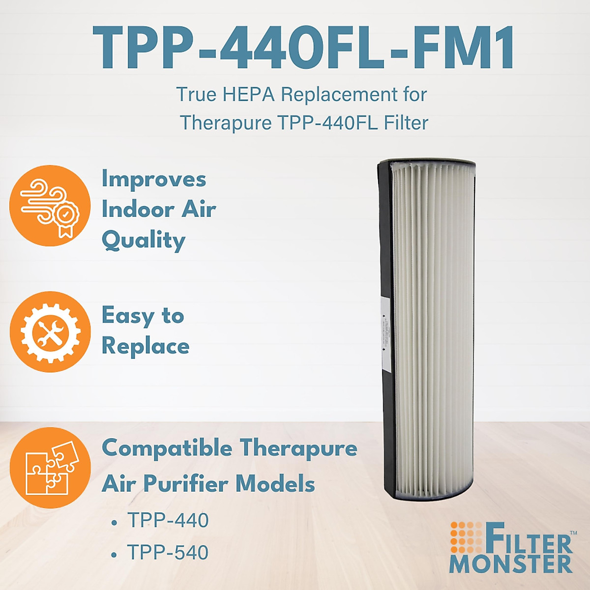 Filter-Monster – Replacement HEPA Filter – Compatible with Therapure TPP440F Filter for Therapure Air Purifier TPP440, TPP540, and TPP640 Air Purifiers