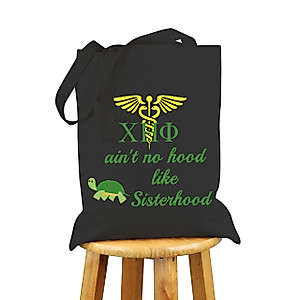 VAMSII Chi Eta Phi Sorority Tote Bag Sorority Sister Gifts Ain't no Hood like Sisterhood Bag Paraphernalia Sorority Gifts(like Sisterhood tote)