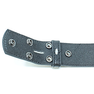 BC Belts Leather Belt Strap with Fancy Saddle Stitch Embossed Pattern 1.5" Wide with Snaps (Black-S)