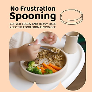 APLAINR Solid Plate, Weighted Baby Toddler Plate, Silicone Plates for Baby, No-Division Kid Plates, Microwave & Dishwasher Safe Silicone Plate for Toddlers, No BPA, Pink Sand