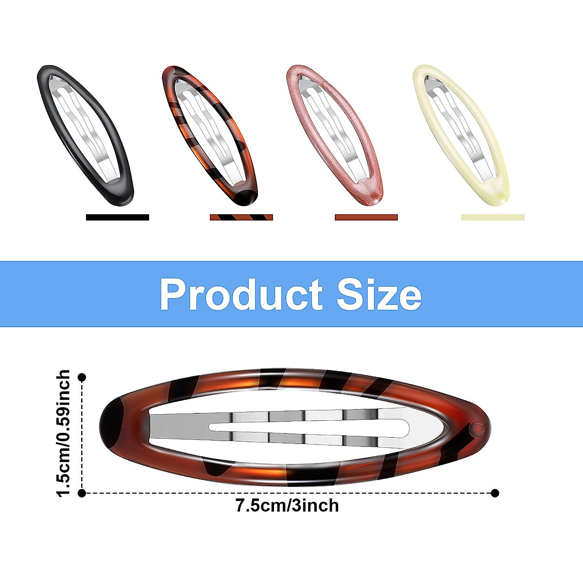 16 Pieces 2.8 Inch Big Oval Water Drop Shape Women Hair Clips Metal Stoving Varnish No Slip Hair Barrettes for Girls Women Accessories(Adorable Color)