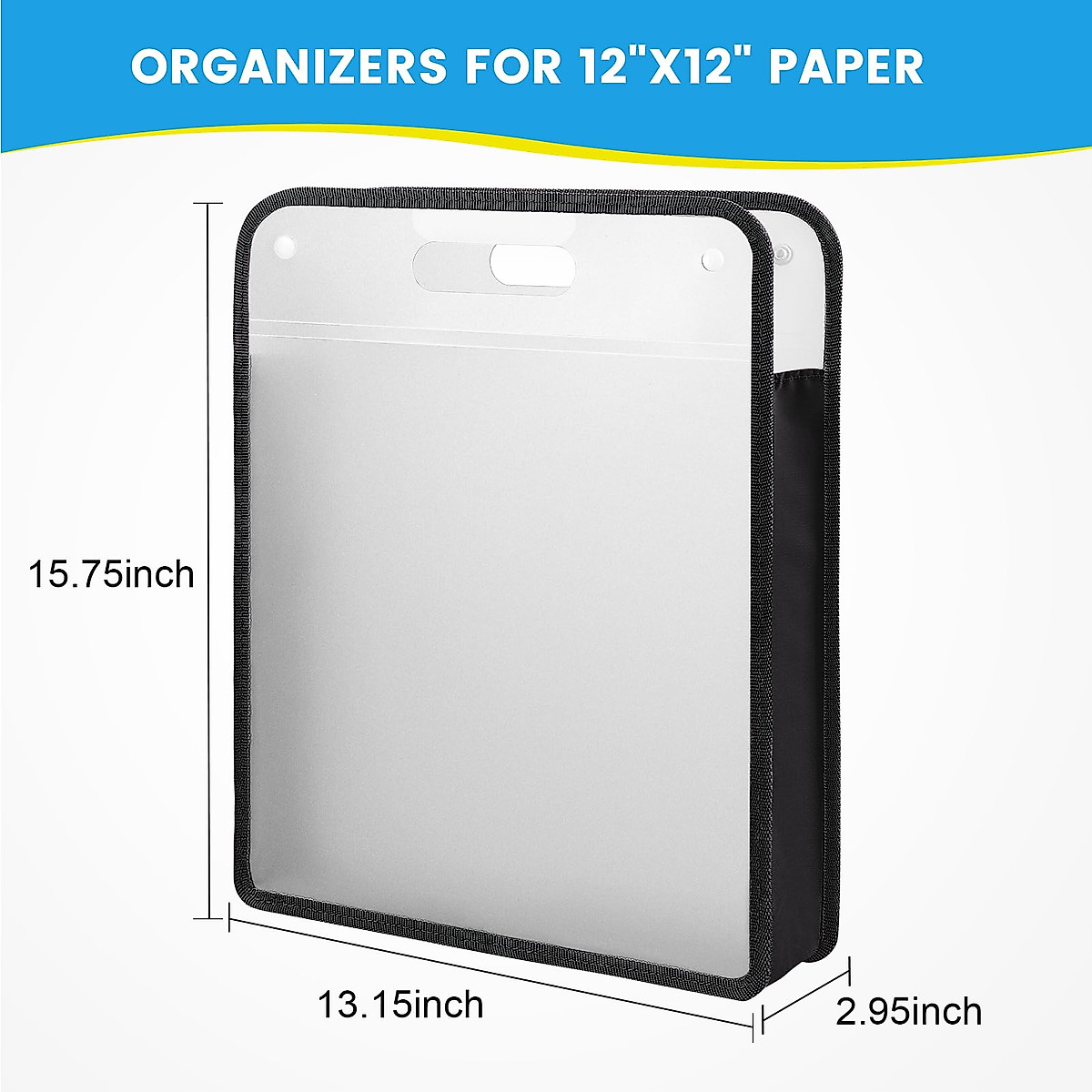 Aoibrloy 3 PCS Scrapbook Paper Storage for Holding 12 x 12 Inch Scrapbook, Black Portable Paper Storage Organizer with Handle for Storing Heat Transfer Papers Document Letter Envelope