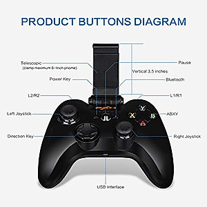 PXN Mfi Game Controller for Iphone Speedy(6603) IOS Gaming Controllers for Call of Duty Gamepad with Phone Clip for Apple TV, Ipad, IPhone (Black)
