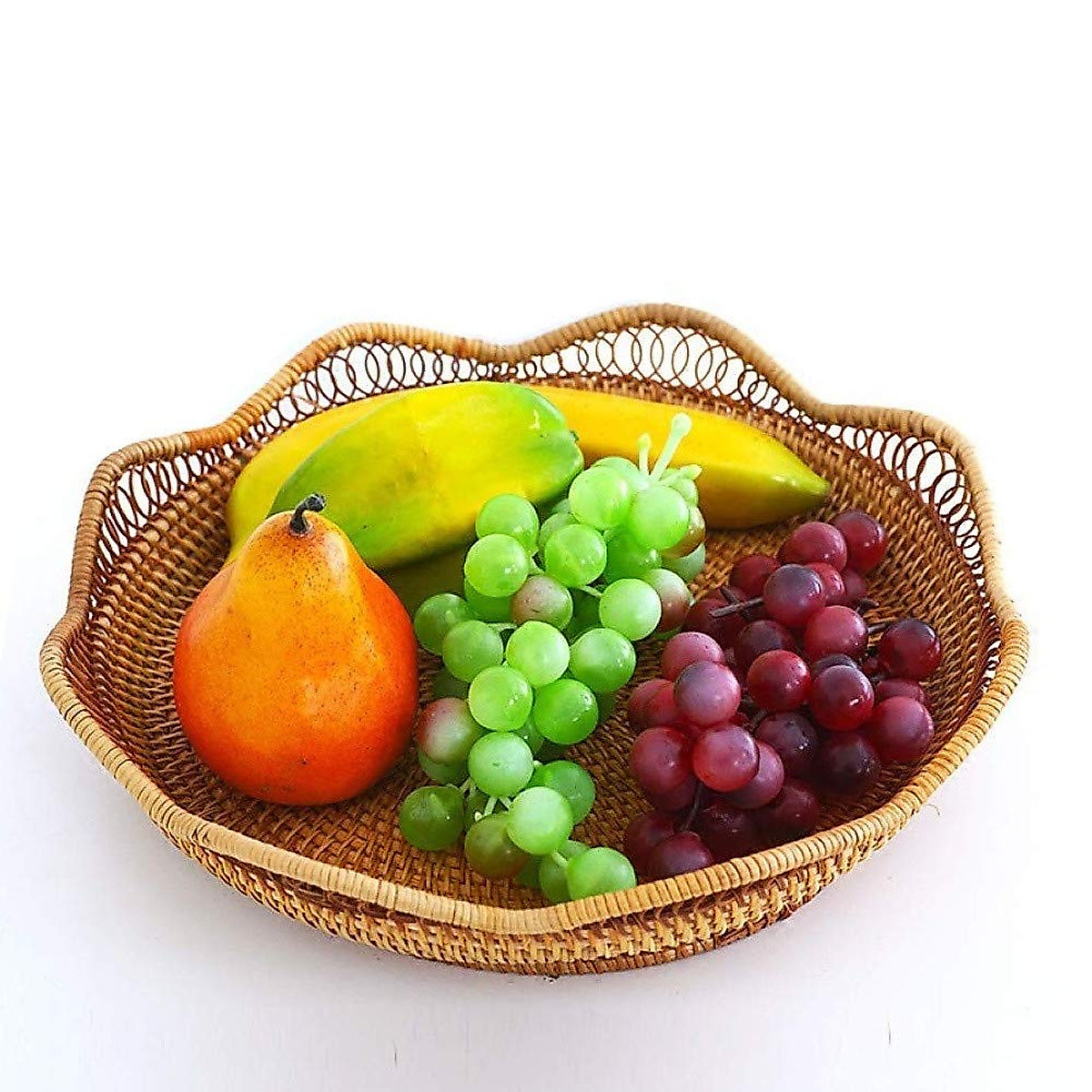amololo Hademade Flower Shape Fruit Basket Food Caddy Snack Storage Tray Dinning Room Bowl (2-Size S+L)