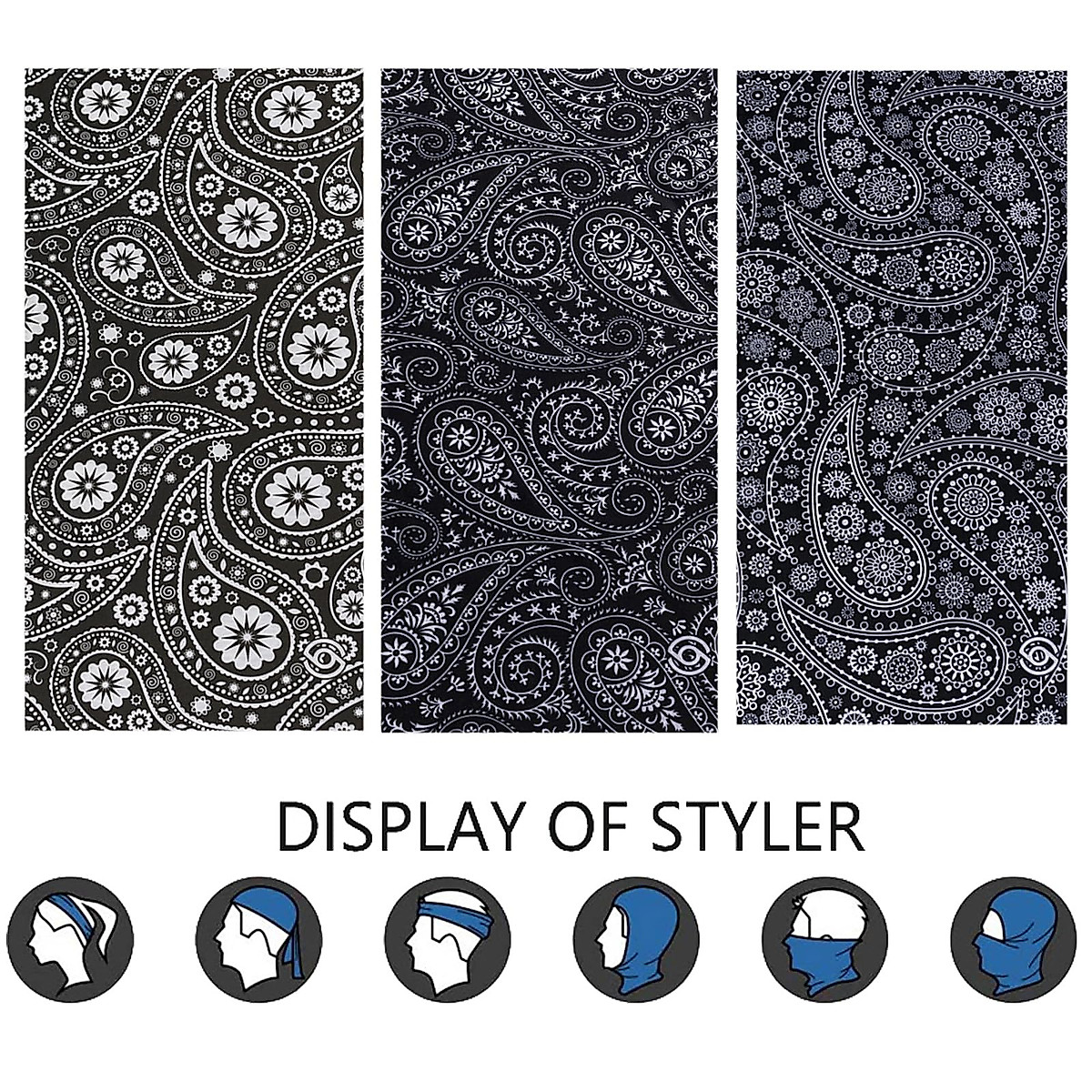 MOXBEST Neck Gaiter Mask Face Scarf Bandana Tube Cover Headwear Balaclava Headband Headwrap for Men and Women (12-Paisely A)