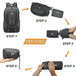 MIYCOO Lightweight Backpack for Men Women - Packable Hiking Travel Backpack - Foldable Outdoor Camping Waterproof Daypack Grey