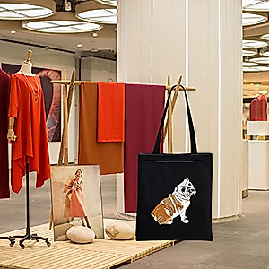 MBMSO English Bulldog Gifts English Bulldog Tote Bag English Bulldog Lover Gifts Owners Dog Mom Gifts Tote Shopping Bag (English Bulldog TB-black)