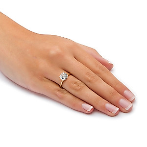 PalmBeach 10K Yellow Gold Round Genuine White Topaz Solitaire Engagement Ring Sizes 6-10 Size 7