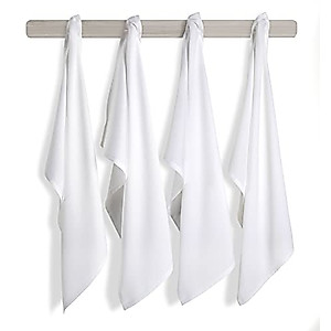 LANE LINEN Flour Sack Tea Towels Set for Kitchen, Premium Kitchen Towels for Cleaning, Dusting Cloth, Cloth for Bread Box, Pure Tencel Hand Towel, Light Towel for Drying Dishes – 4 Pack - White