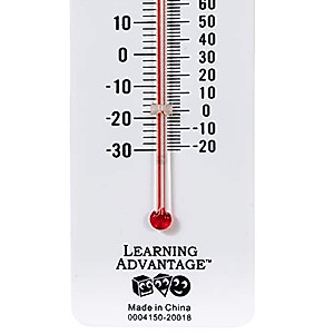 LEARNING ADVANTAGE Student Thermometers - Set of 10 - Dual-Scale - Mercury-Free - Easy To Read, Analog Desktop Thermometers for Indoor Labs and Rooms