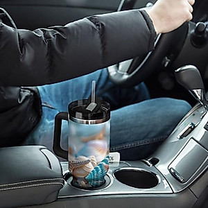 FRCSDIY Seaside Shells Insulated Tumbler with Handle and Straw Lid,40oz Leakproof Stainless Steel Cup BPA-Free Water Bottle