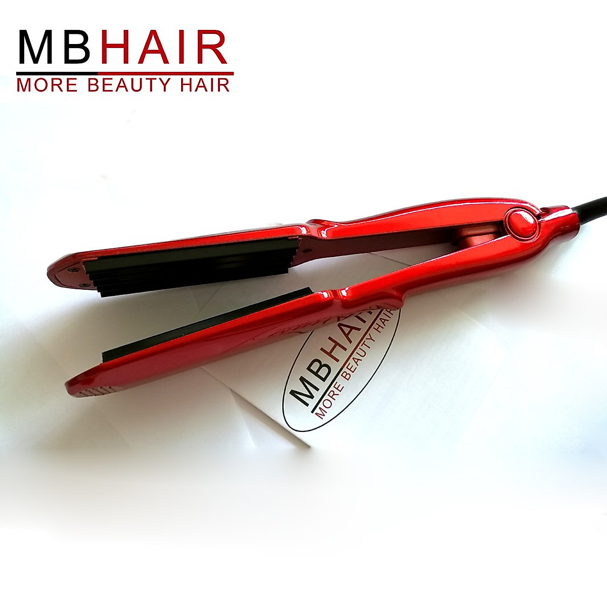 MBHAIR Ceramic Crimper Iron for Fluffy Hairstyle Curling Iron, Corrugation Crimper Hair Irons, Anti Static Ceramic Hair Crimping Iron Adjust Temperature (Red)
