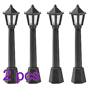 EXCEART 8Pcs Mini Street Post Lights Model Railway Train Lamp Post Lights Miniature Christmas Village Pathway Lantern Post for DIY Dollhouse Micro Landscape Fairy Garden Accessories