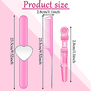 Nuenen Hair Braiding Tools 7 Pieces Set Including Magnetic Pin Wristband, Stainless Steel Rat Tail Combs, and Wide Teeth Alligator Sectioning Hair Clips (Pink)