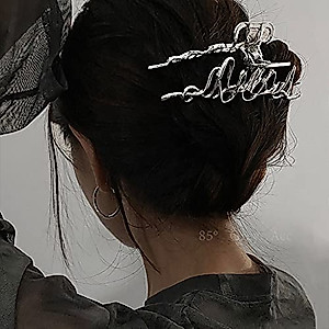 2 Pcs Large Metal Hair Claw Clips - Personality Nonslip Silver Hair Clamps,Perfect Jaw Hair Clamps For Women And Thinner-Thick Hair Styling-Strong Hold Hair-Fashion Hair Accessories