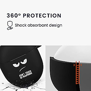 kwmobile Silicone Case Compatible with Google Pixel Buds Pro - Case Soft Cover - Don't Touch My Headphones White/Black/Black